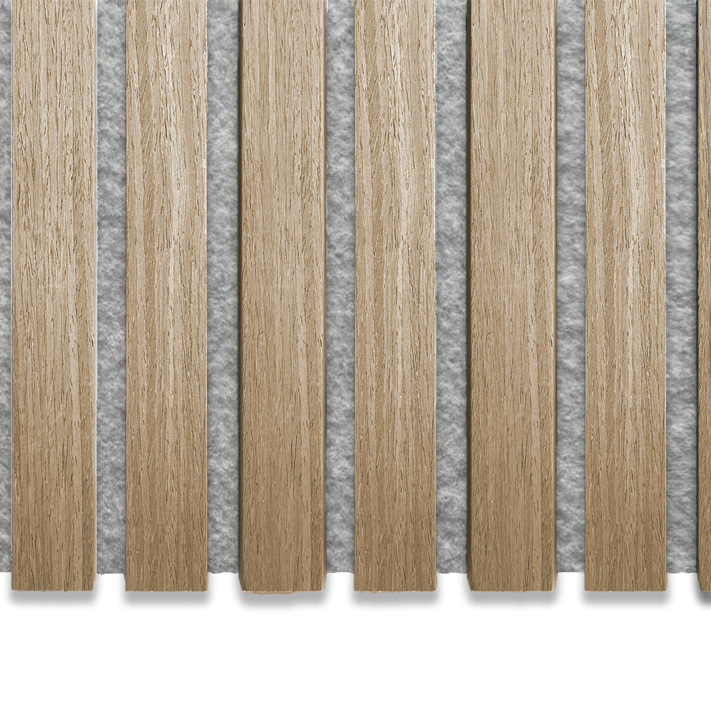 Natural Oak Grey Felt Wall Panel UK | 3-Sided Wood Veneer