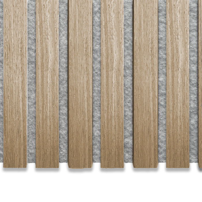 Natural Oak Grey Felt Wall Panel UK | 3-Sided Wood Veneer