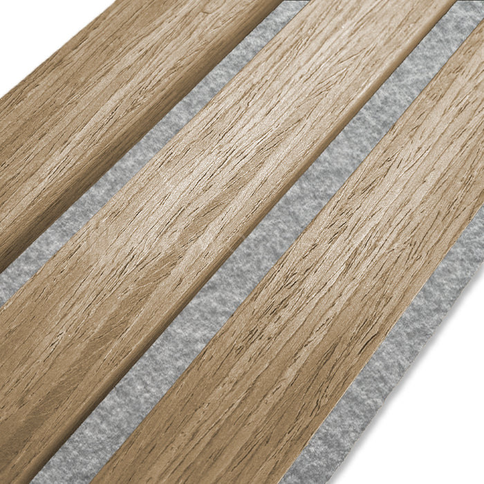 Natural Oak Grey Felt Wall Panel UK | 3-Sided Wood Veneer