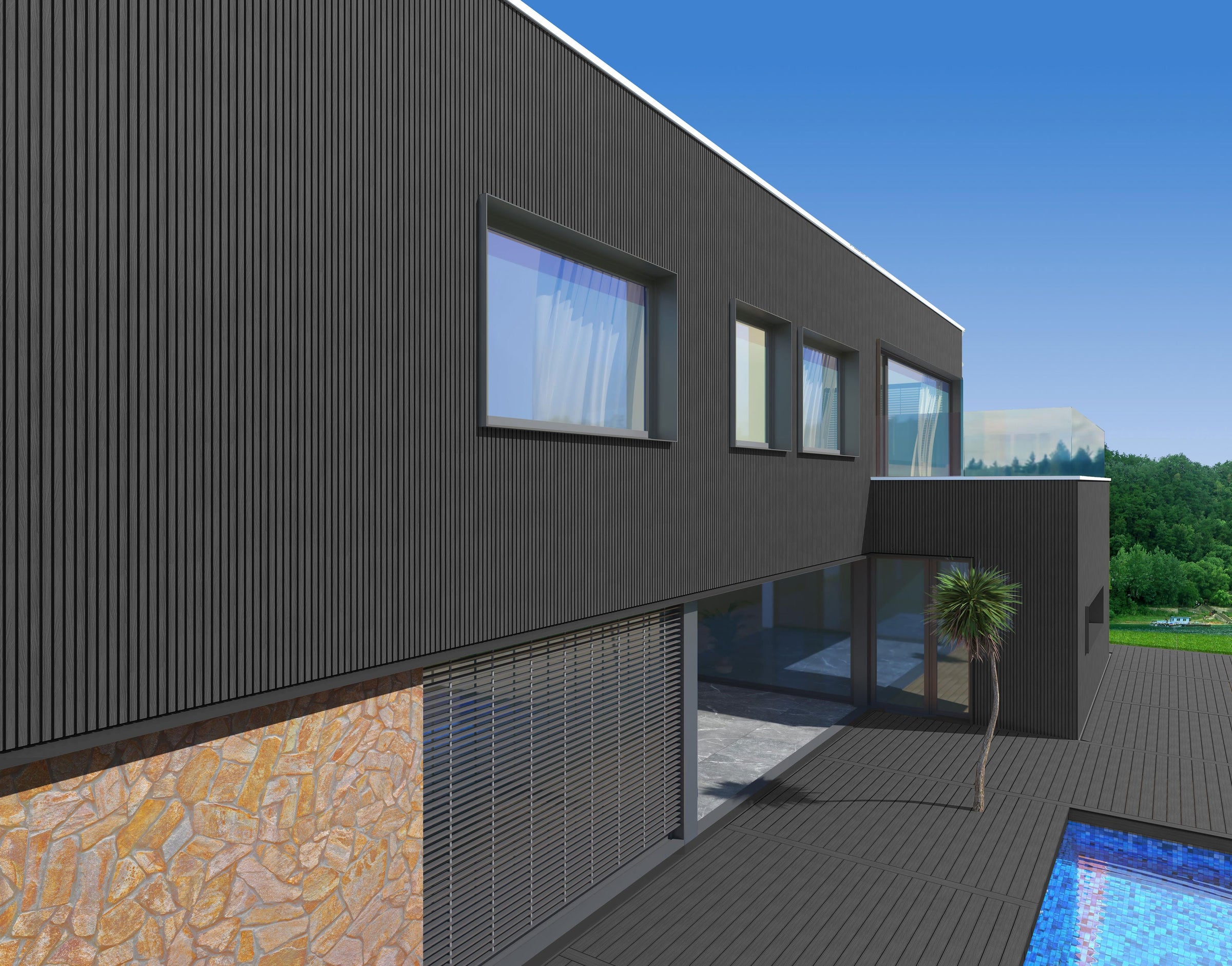 Black Exterior Wall Cladding Panel UK | 290cm Composite